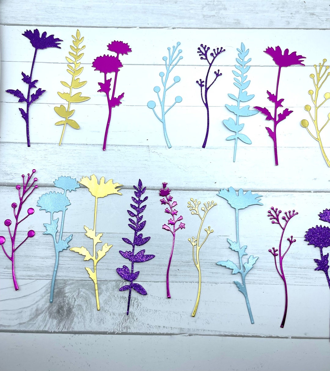 Die Cuts Wild Flowers 18 Pieces Foil Mirror Style A Wildflower Die Cuts ...