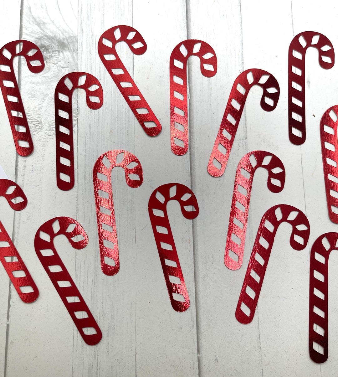 Die Cuts Christmas Candy Canes 14 Pieces Red Mirror Cardstock Candy ...