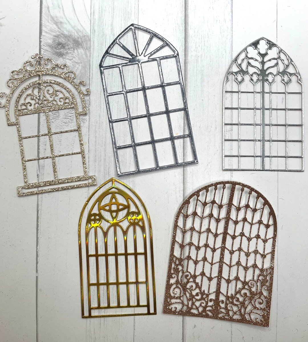 Die Cuts Gothic Window 5 Pieces Foil Mirror Glitter Specialty Basic ...