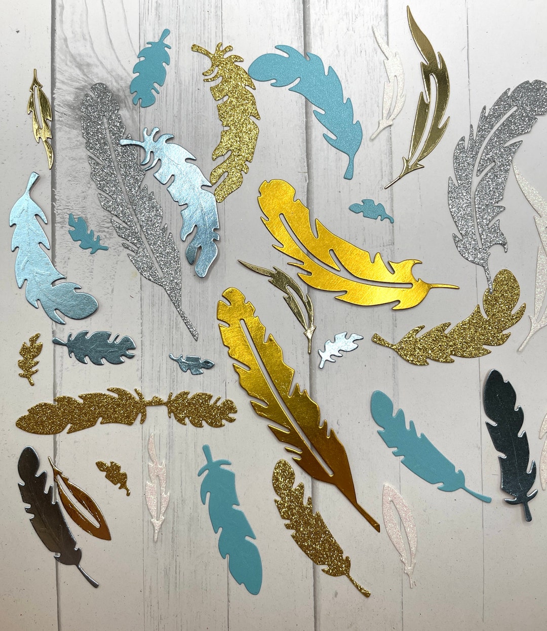Die Cuts Feathers 21 Pieces Foil Basic Cardstock Feather Die Cuts ...