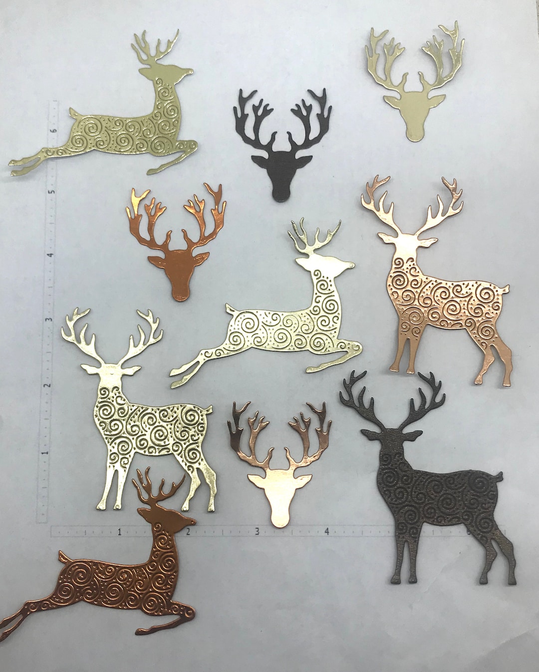 Die Cuts Christmas Deer 12 Pieces Foil Mirror Glitter Basic Cardstock ...