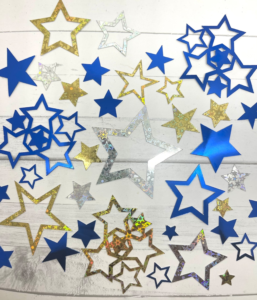 Die Cuts Solid and Outline Stars - 30 Pieces - Foil Basic Cardstock ...