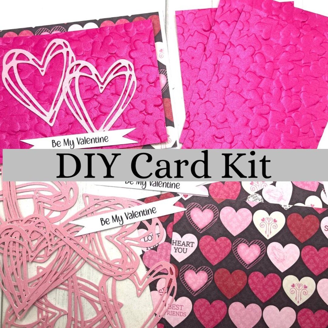 DIY Valentines Day Card Kit 4 Cards Make Your Own Holiday Greeting ...
