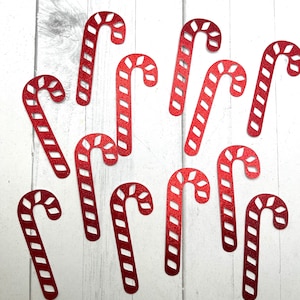 Die Cuts Christmas Candy Canes 14 Pieces Red Glitter Cardstock Candy ...