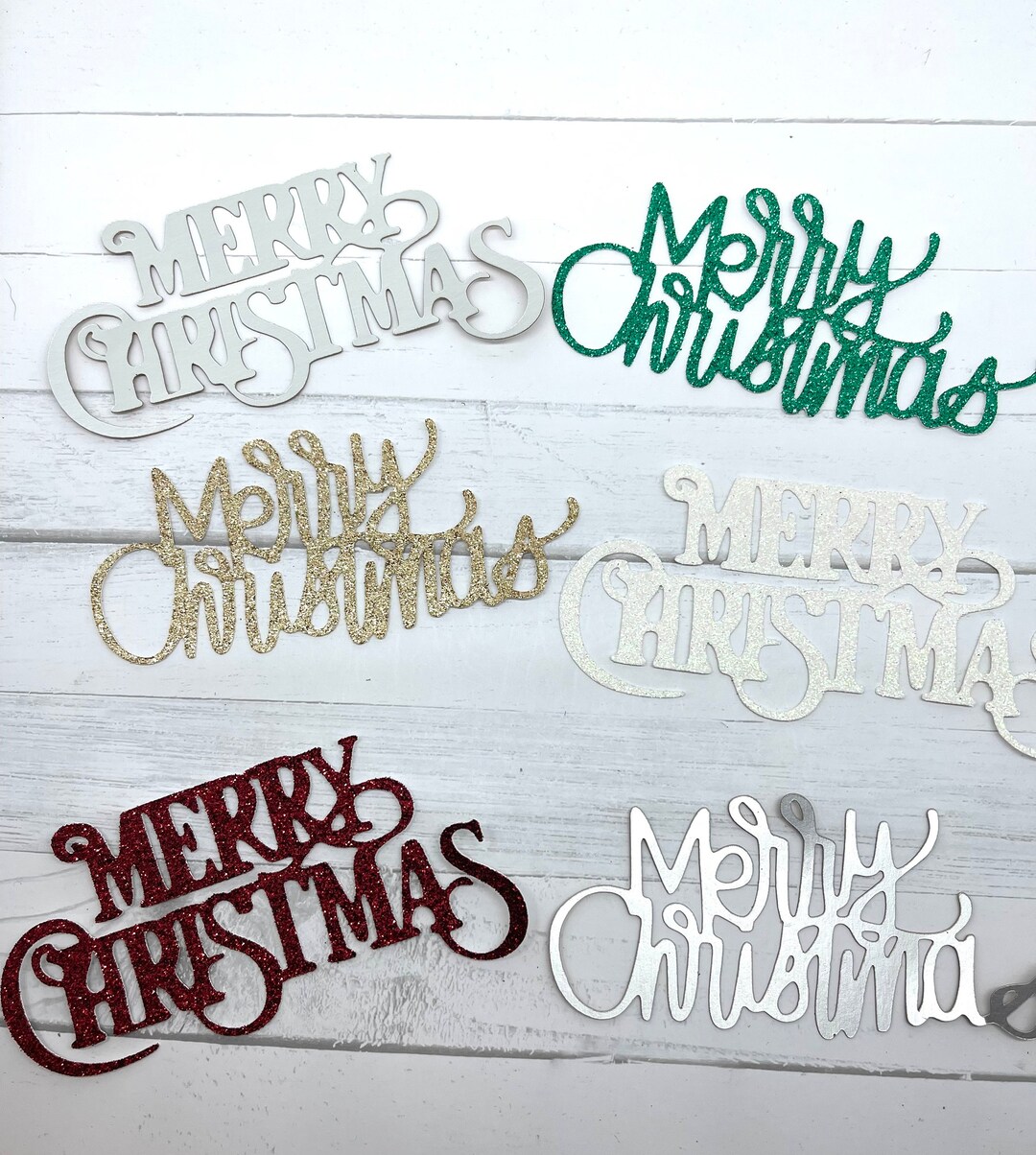 Die Cuts Jumbo Merry Christmas 8 Pieces Foil Mirror Glitter Basic ...