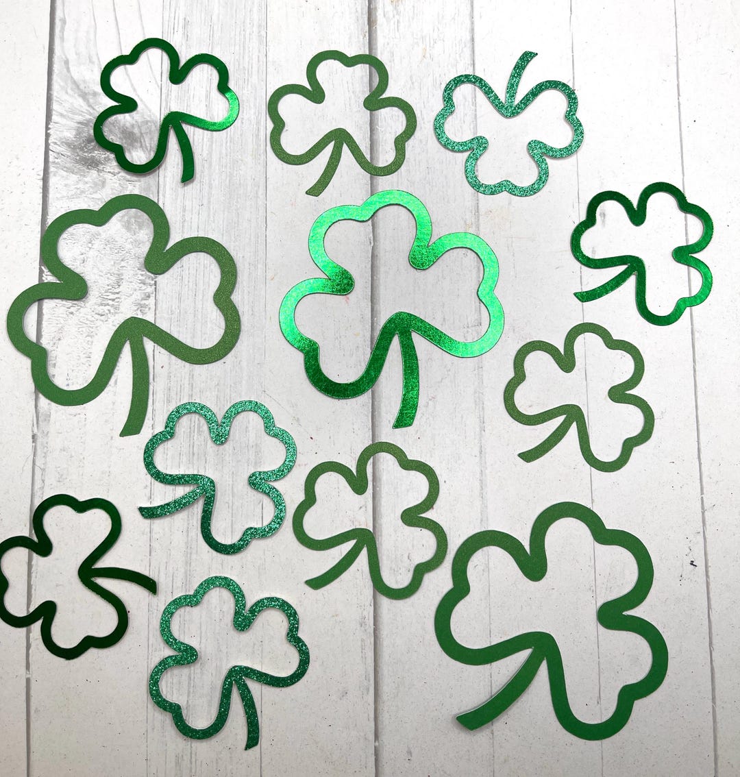Die Cuts Shamrock Leaf Outlines 12 Pieces Foil Glitter Shimmer ...