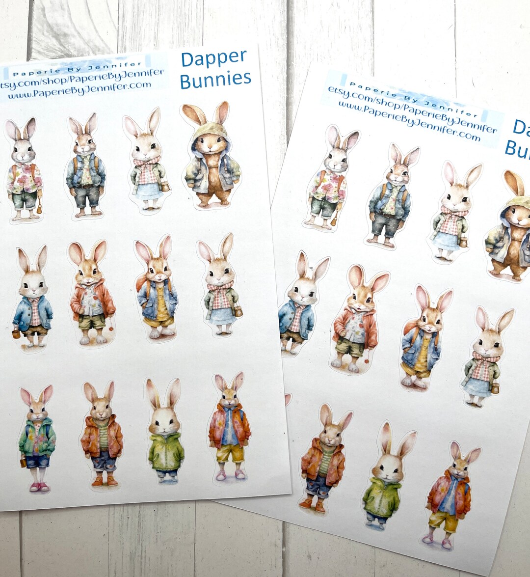 Journal Stickers Dapper Bunnies 2 Sheets 24 Stickers Journal ...
