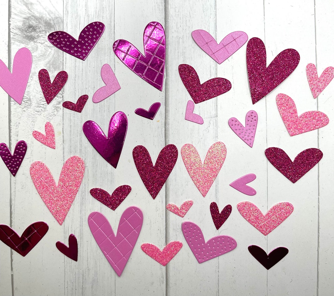 Die Cuts Small Hearts - 32 Pieces - Heart Cut Outs - Glitter Foil ...