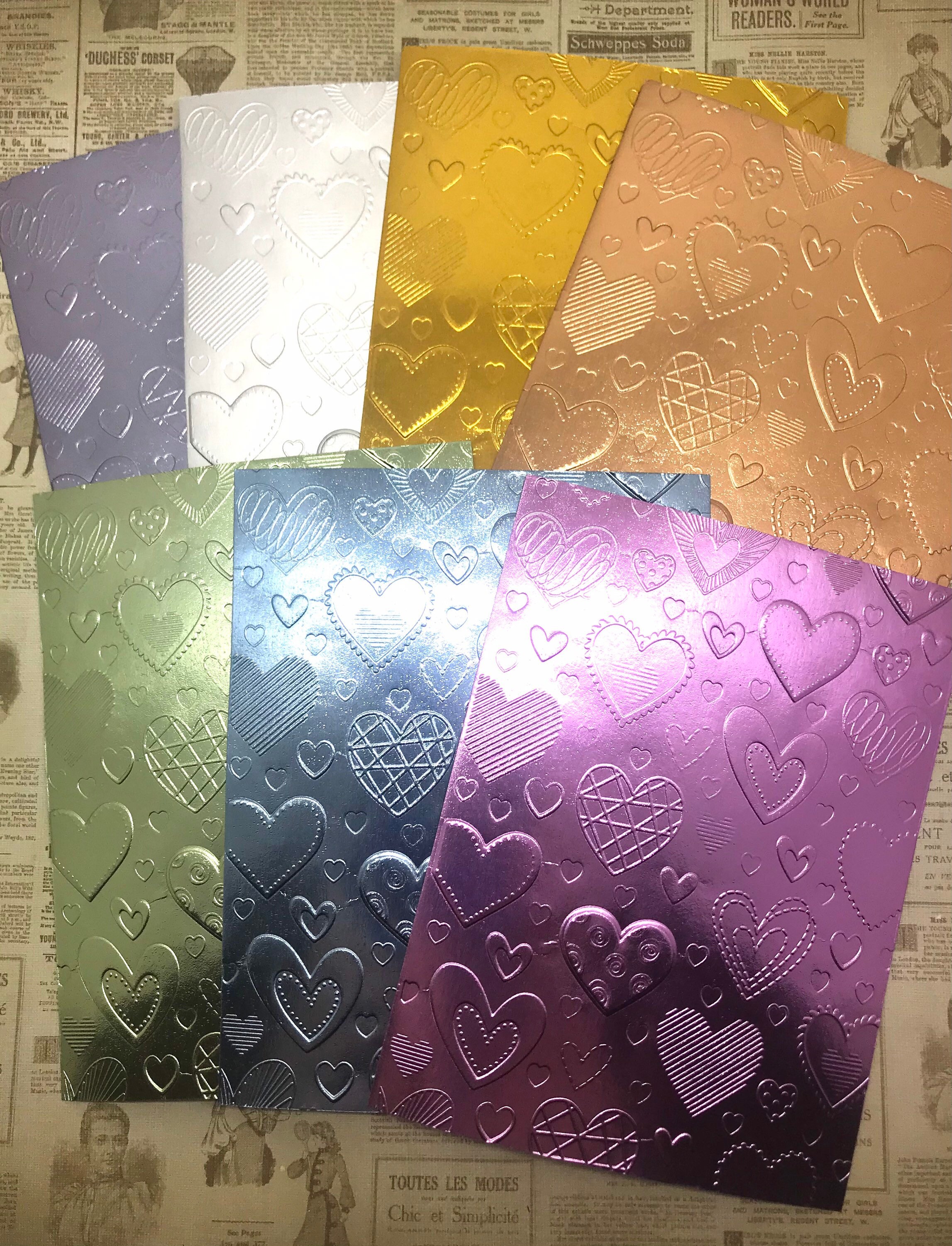 Metallic Heart Deep Embossed Background Sheets 6 Pieces Cardstock 4 ...