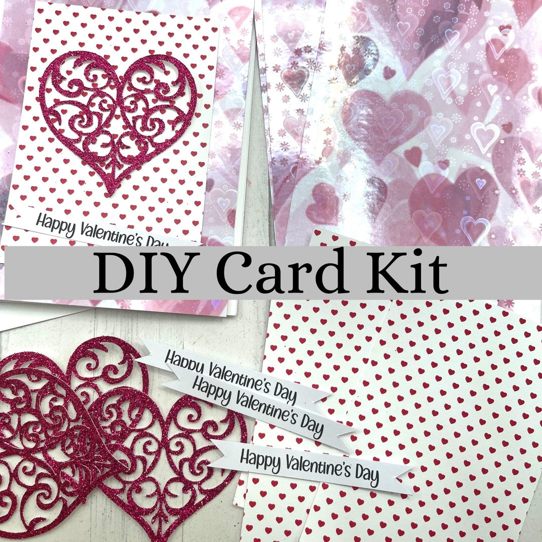DIY Valentines Day Card Kit 4 Cards Make Your Own Holiday Greeting ...