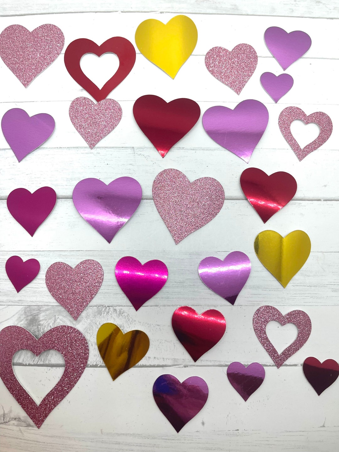 Die Cuts Classic Heart 28 Pieces Glitter Foil Basic Cardstock Heart ...