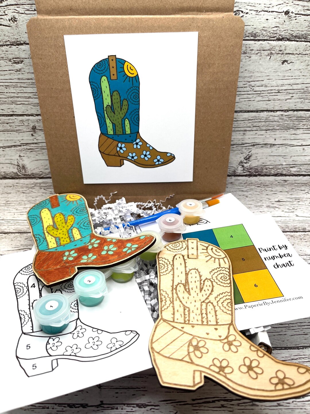 DIY Paint Kit Cowboy Boot Craft Kit Activities Wood Paint Set Gift ...
