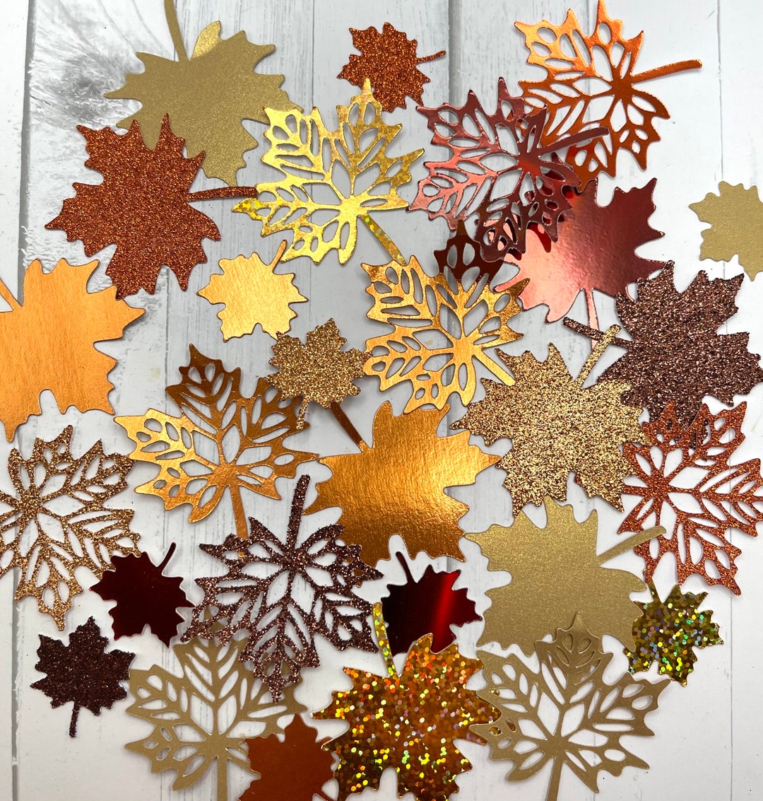 Die Cuts Maple Leaves - 24 Pieces - Leaf Embellishments - Foil Mirror ...