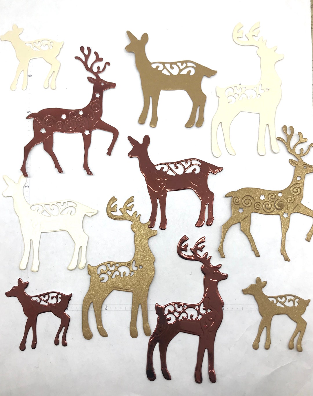 Die Cuts Christmas Deer 12 Pieces Foil Mirror Glitter Basic Cardstock ...