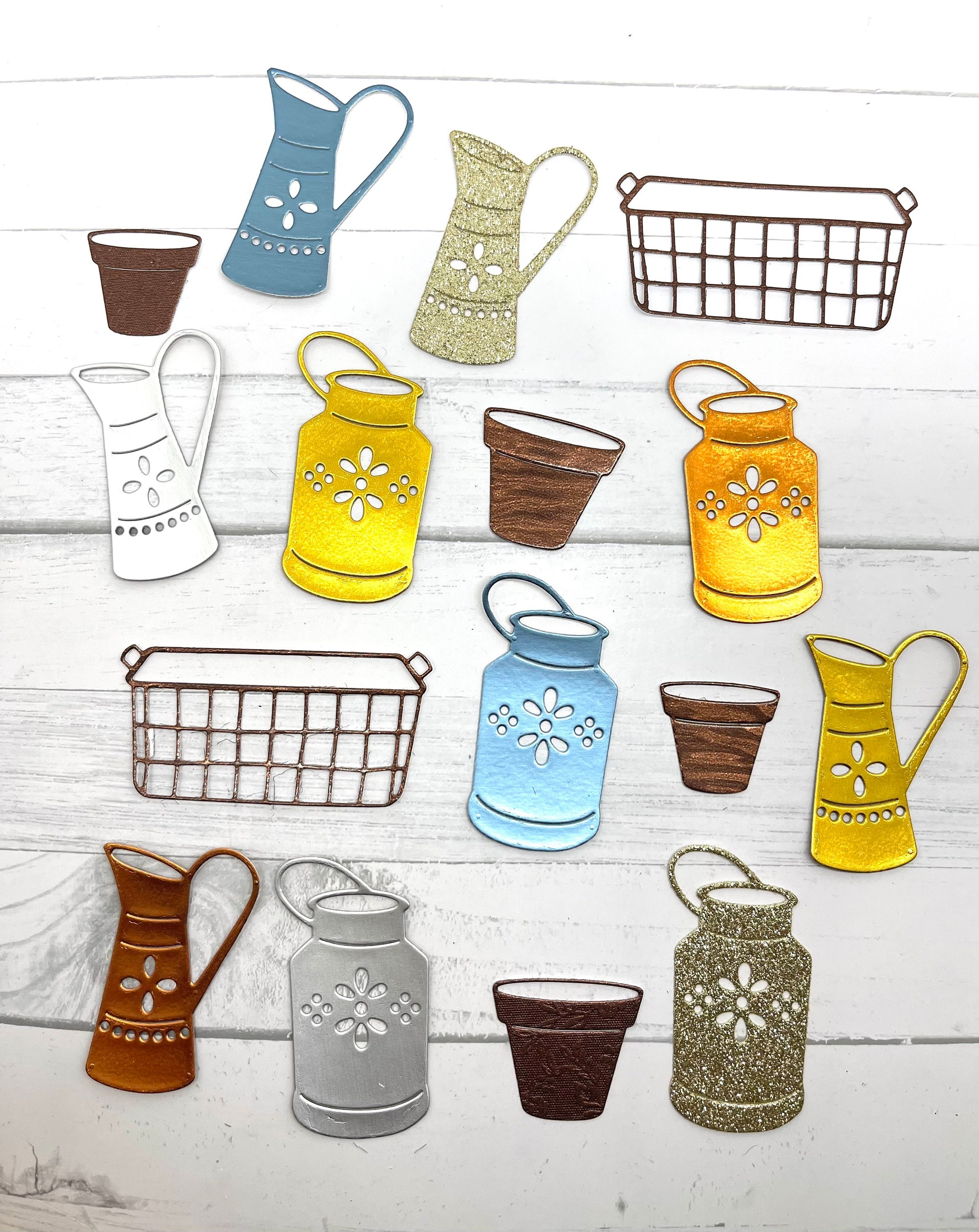 Die Cuts Flower Pots 20 Pieces Foil Cardstock Flower Pots Die Cuts for ...