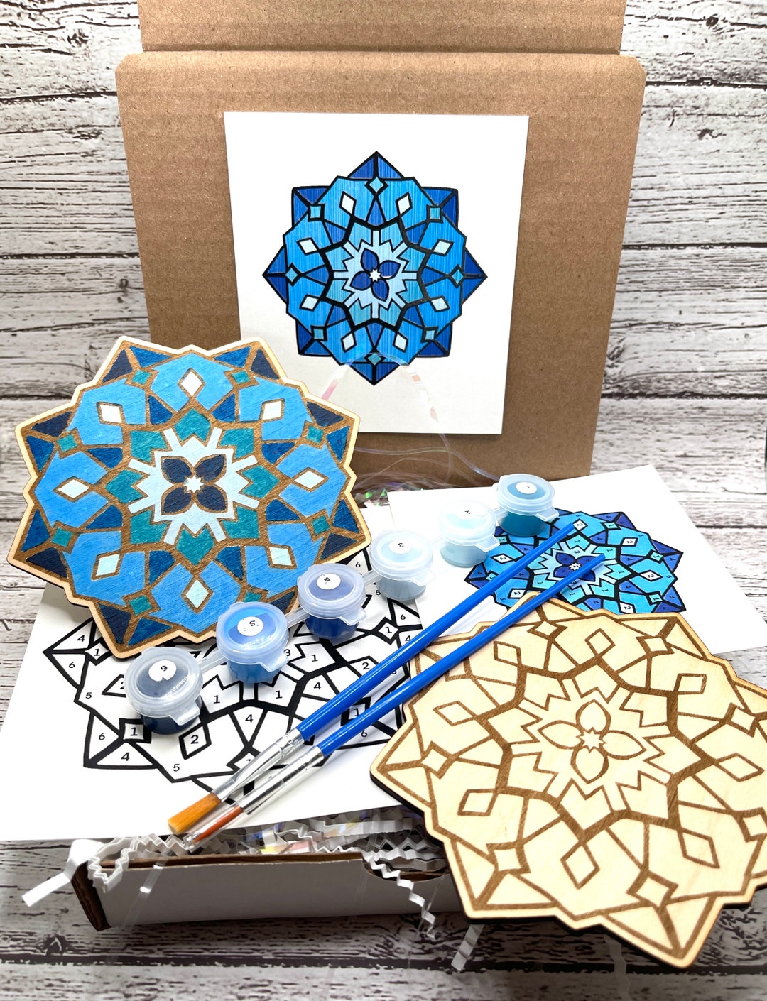 DIY Paint Kit Mandala Craft Kit Activities Wood Paint Set Gift Stress ...