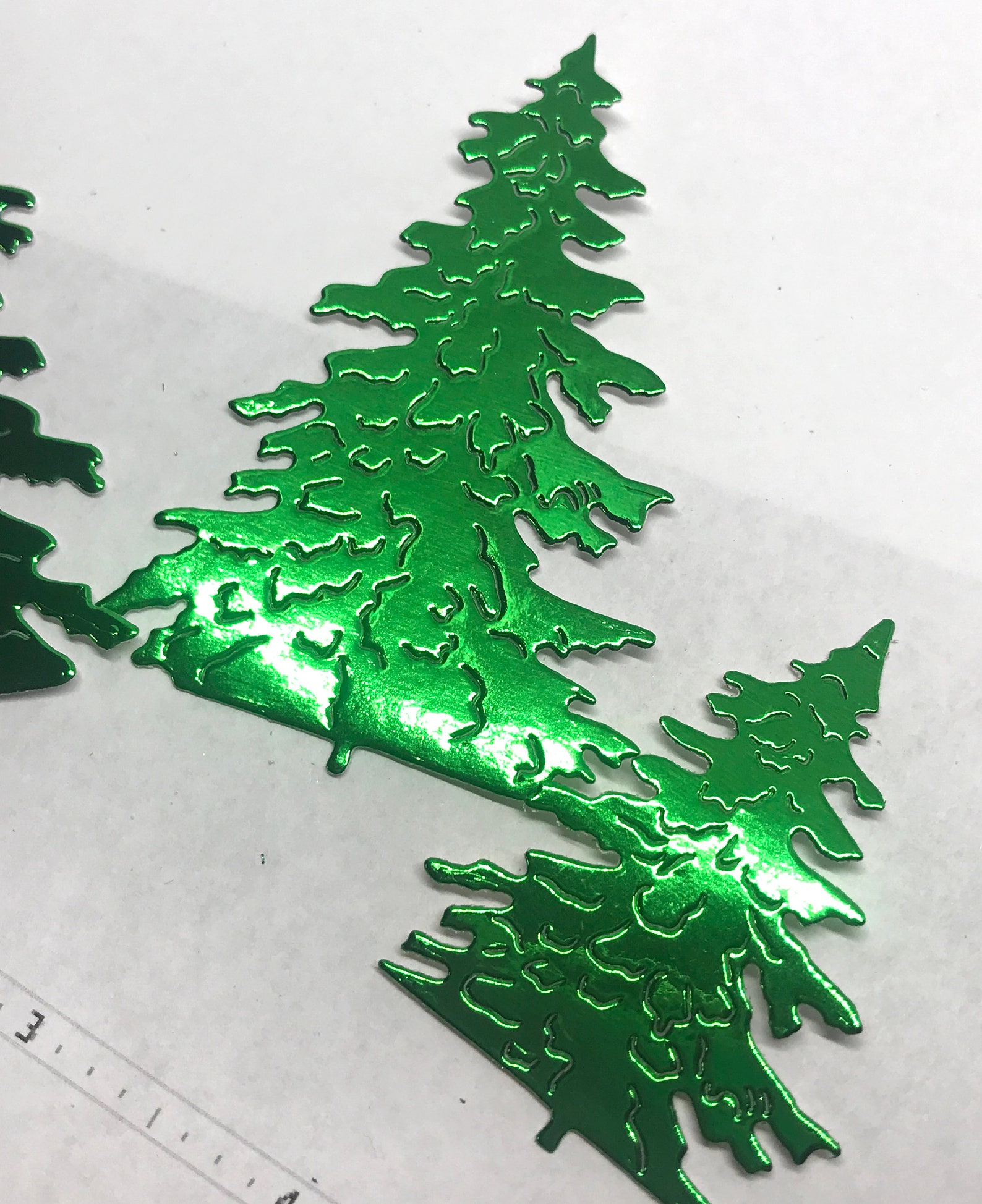 Die Cuts Christmas Pine Trees 15 Pieces Foil Mirror Glitter Basic ...