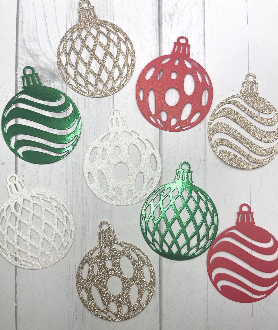 Die Cuts Large Christmas Ornaments - 8 Pieces - Foil Mirror Glitter ...