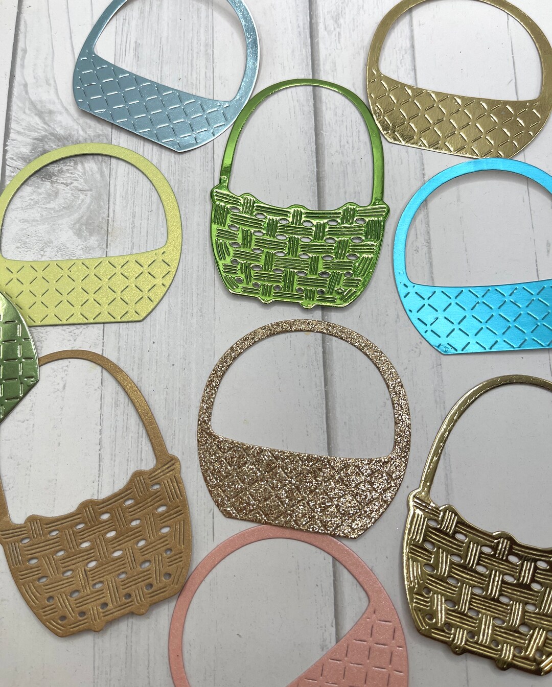 Die Cuts Basket 7 Pieces Glitter Foil Cardstock Flower Basket ...