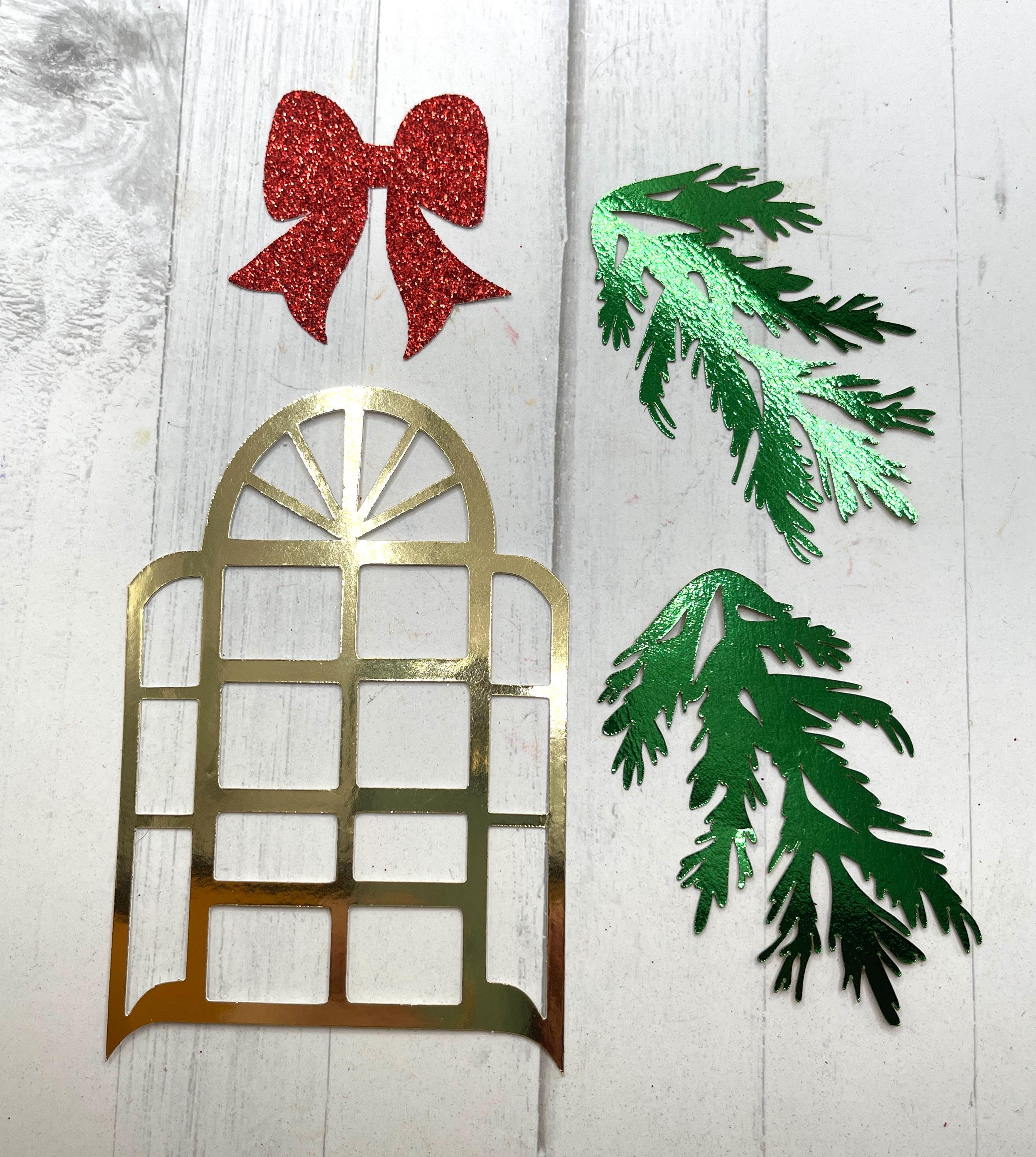 Christmas Window Die Cuts With Decorations 16 Pieces (4 Windows) Mirror ...