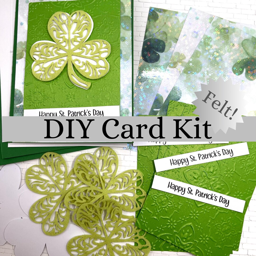 DIY St Patricks Day Card Kit 4 Cards Make Your Own Holiday Greeting ...