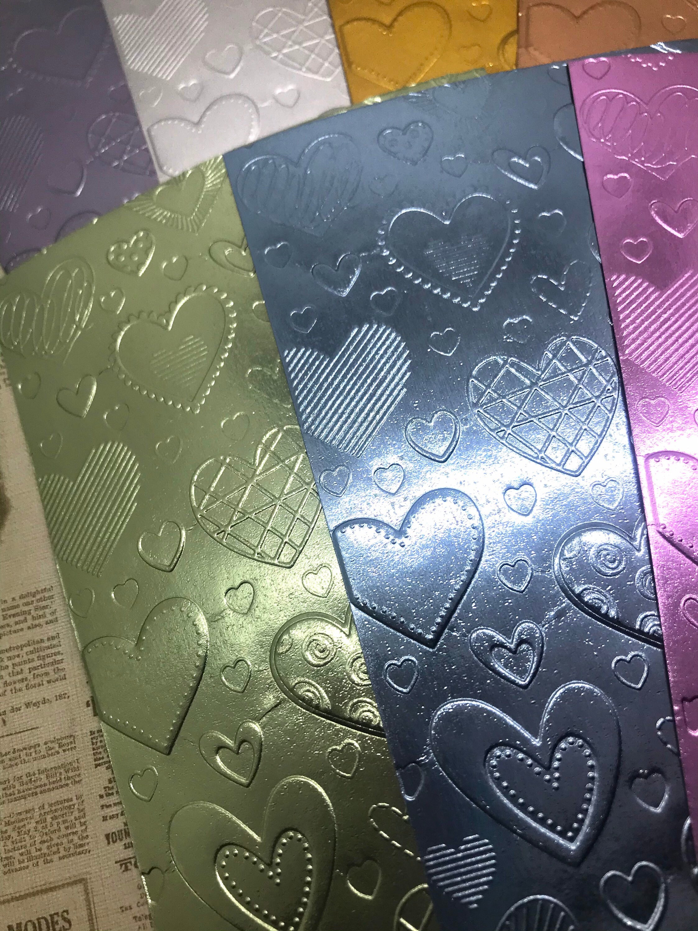 Metallic Heart Deep Embossed Background Sheets 6 Pieces Cardstock 4 ...