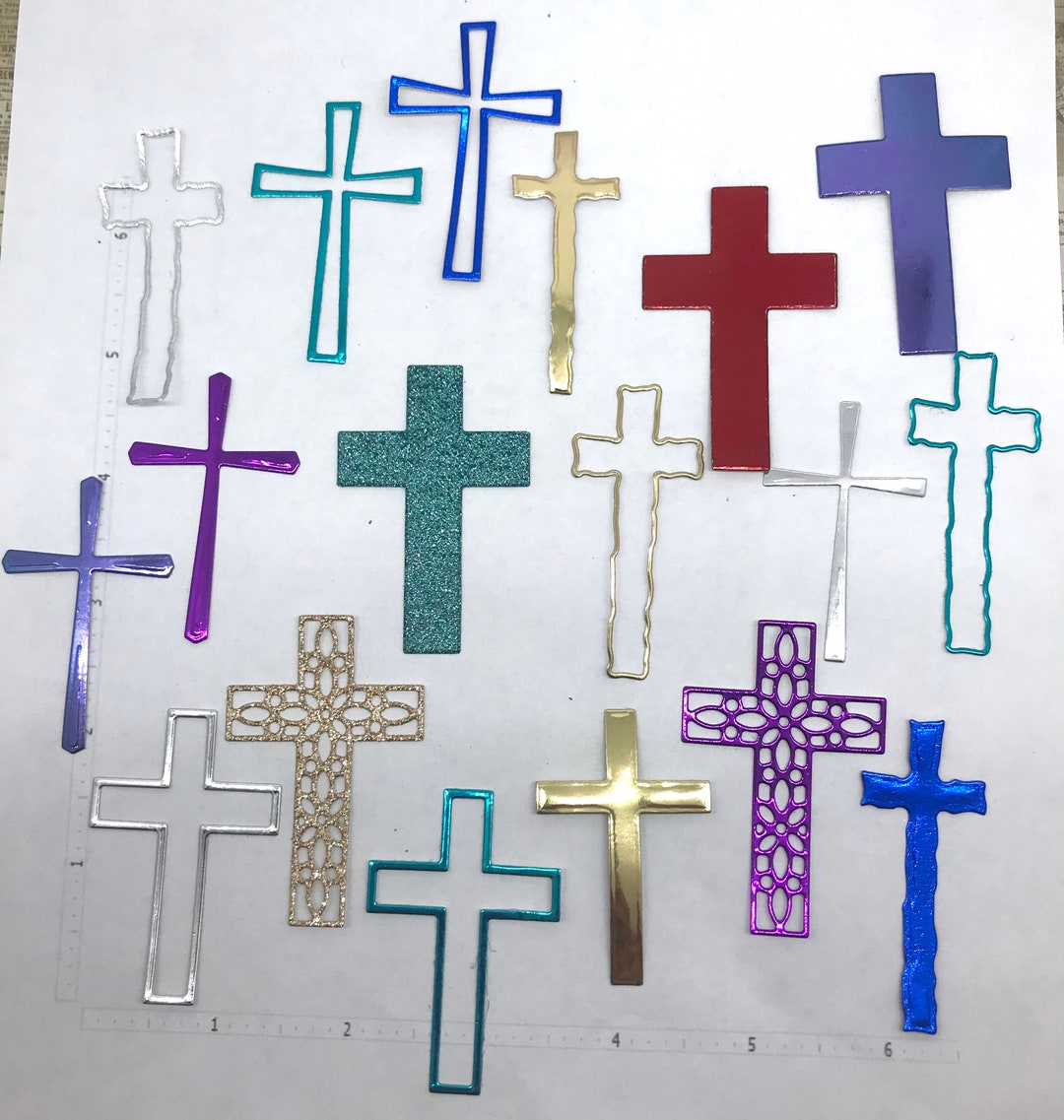 Die Cuts Small Cross 20 Pieces Mixed Colors Mirrorcard Basic Cardstock ...