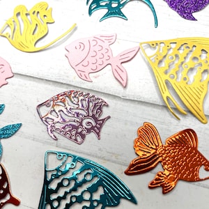Die Cuts Fish 18 Pieces Foil Glitter Basic Cardstock Fish Die Cuts ...