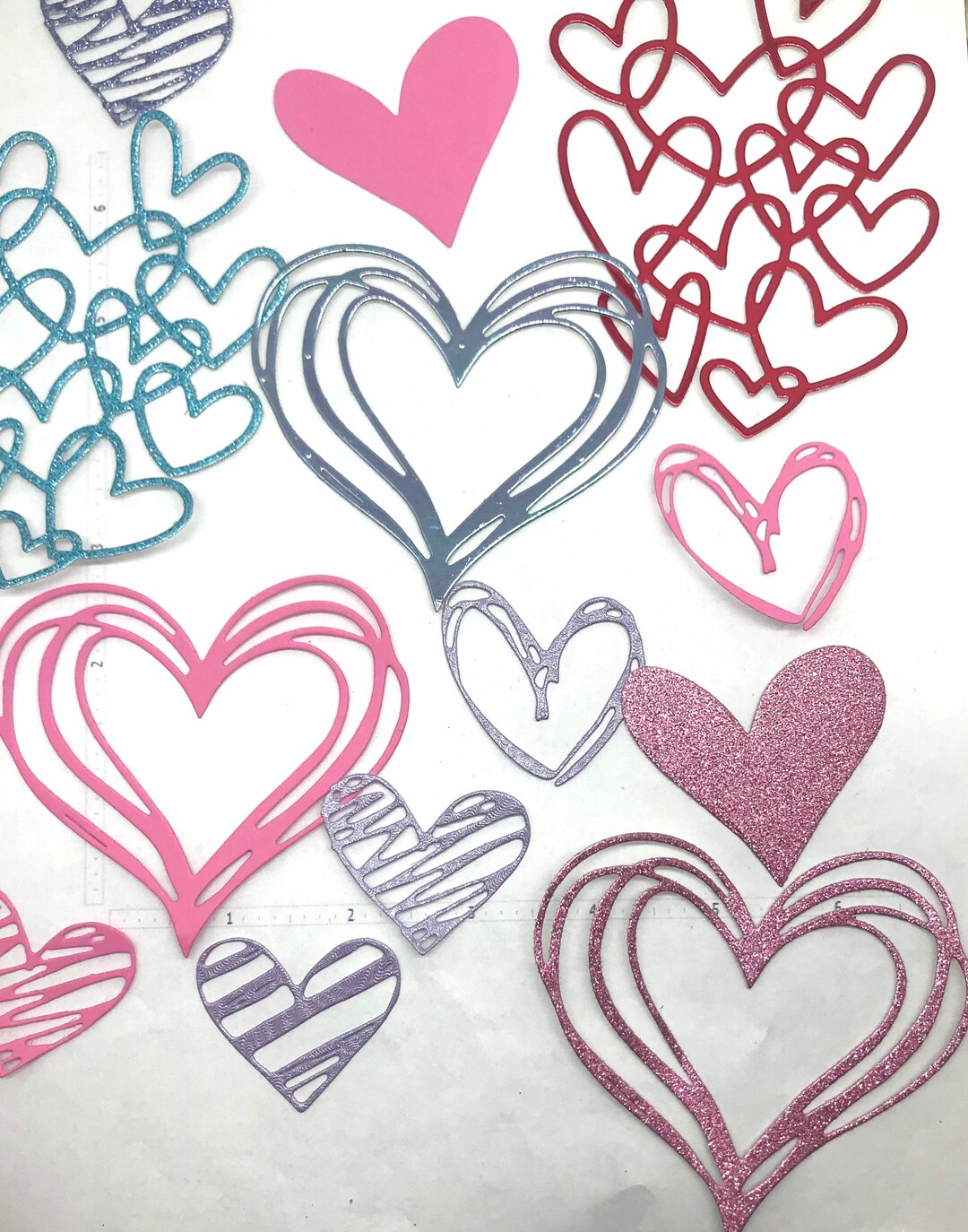 Glitter & Foil Heart Die Cuts: Valentine's Card Making, Scrapbooking ...