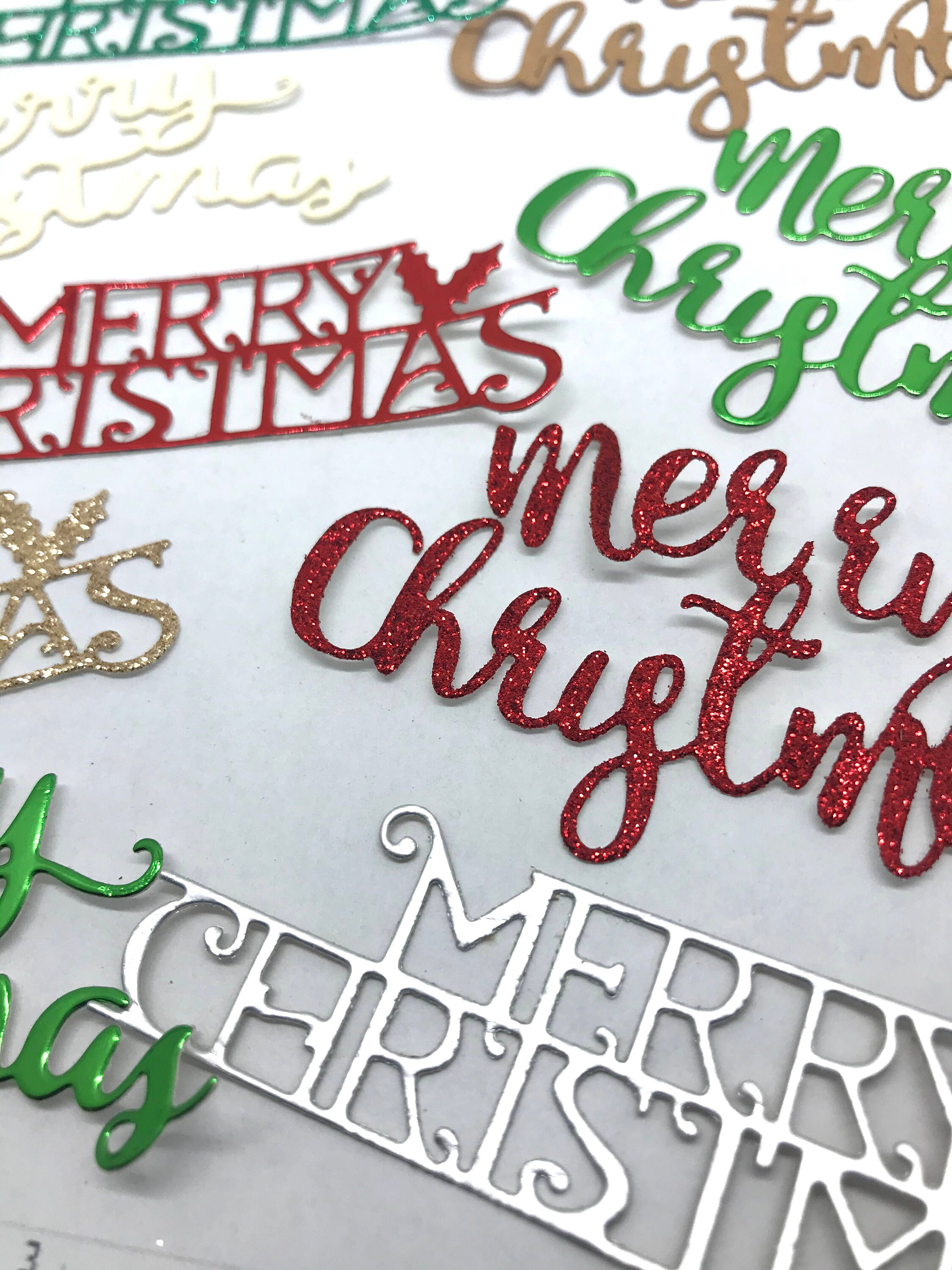 Die Cuts Merry Christmas 12 Pieces - Foil Mirror Glitter Basic ...