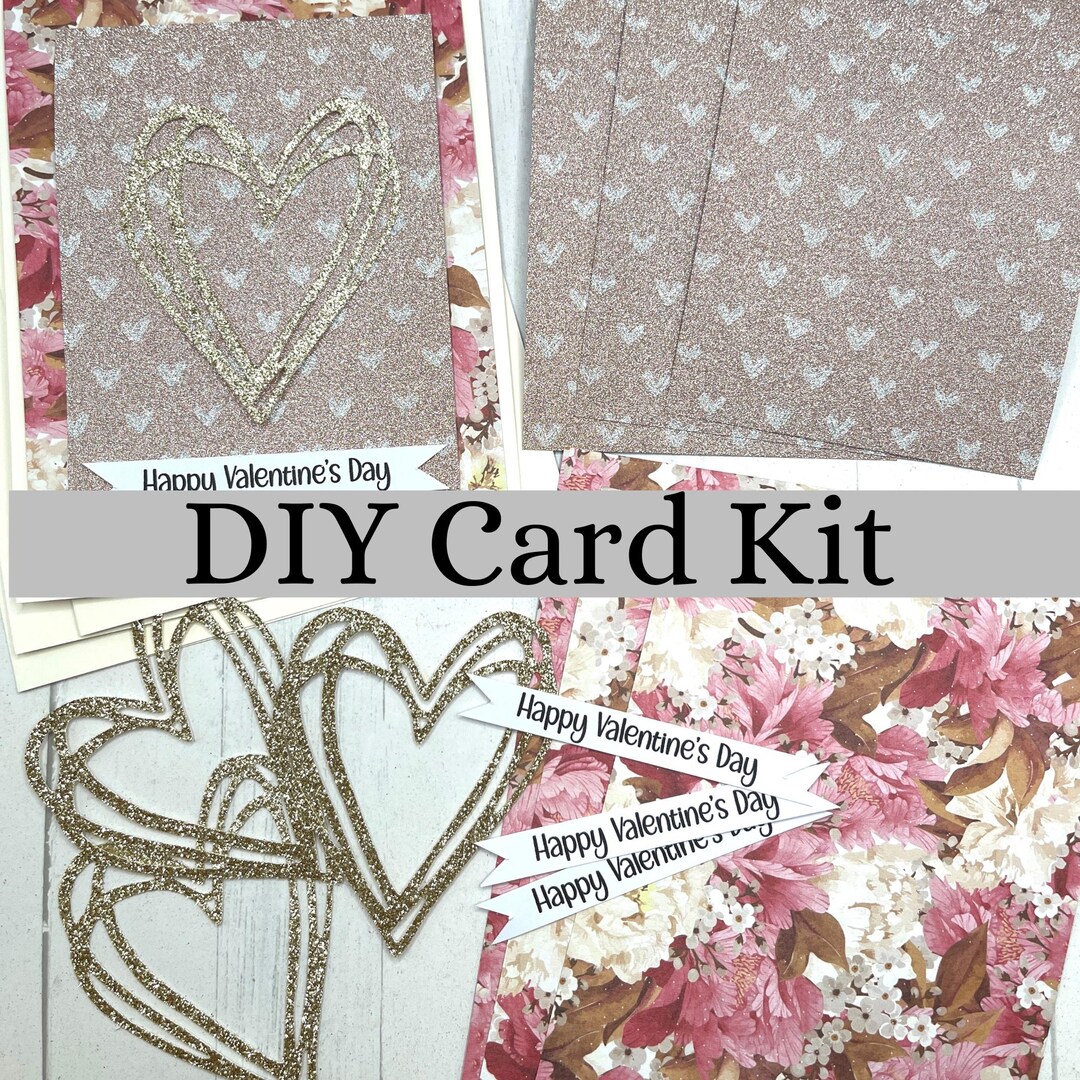 DIY Valentines Day Card Kit 4 Cards Make Your Own Holiday Greeting ...