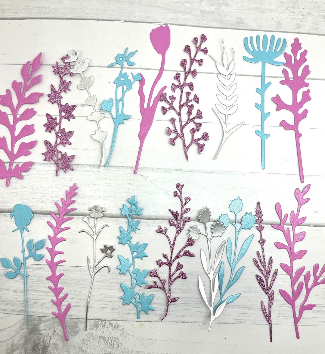 Die Cuts Wildflowers Greenery 16 Pieces Foil Mirror Basic Cardstock ...