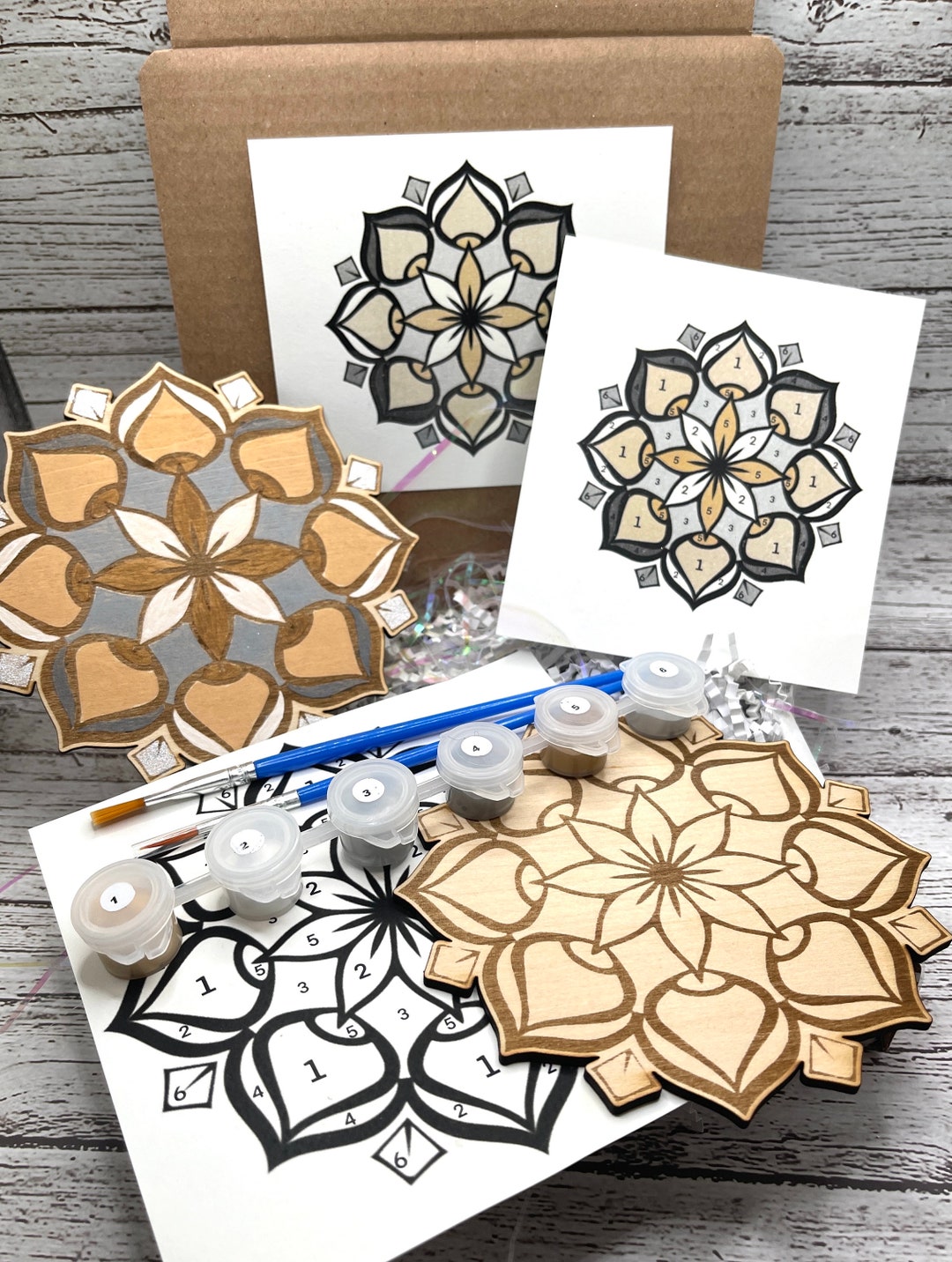 DIY Paint Kit Mandala Craft Kit Activities Wood Paint Set Gift Stress ...