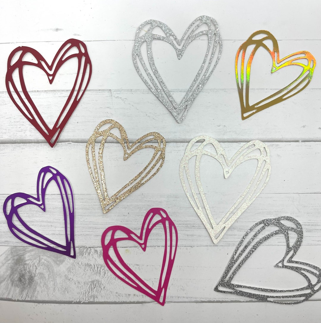 Die Cuts Open Heart - 10 Pieces- Glitter Foil Specialty Basic Cardstock ...