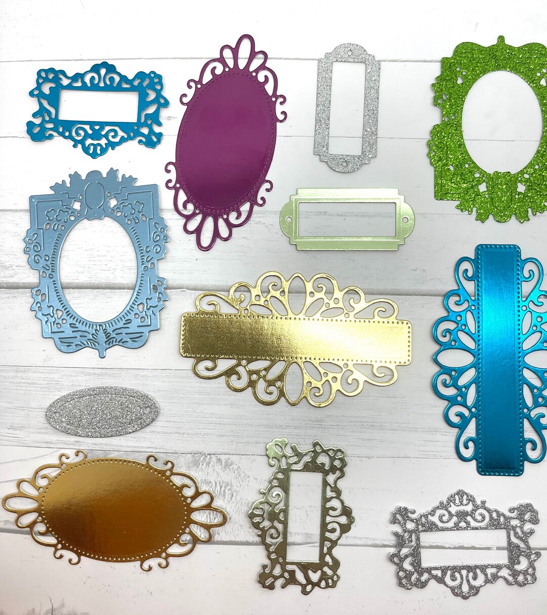 Die Cuts Fancy Label 15 Pieces Mirror Glitter Basic Cardstock Journal ...