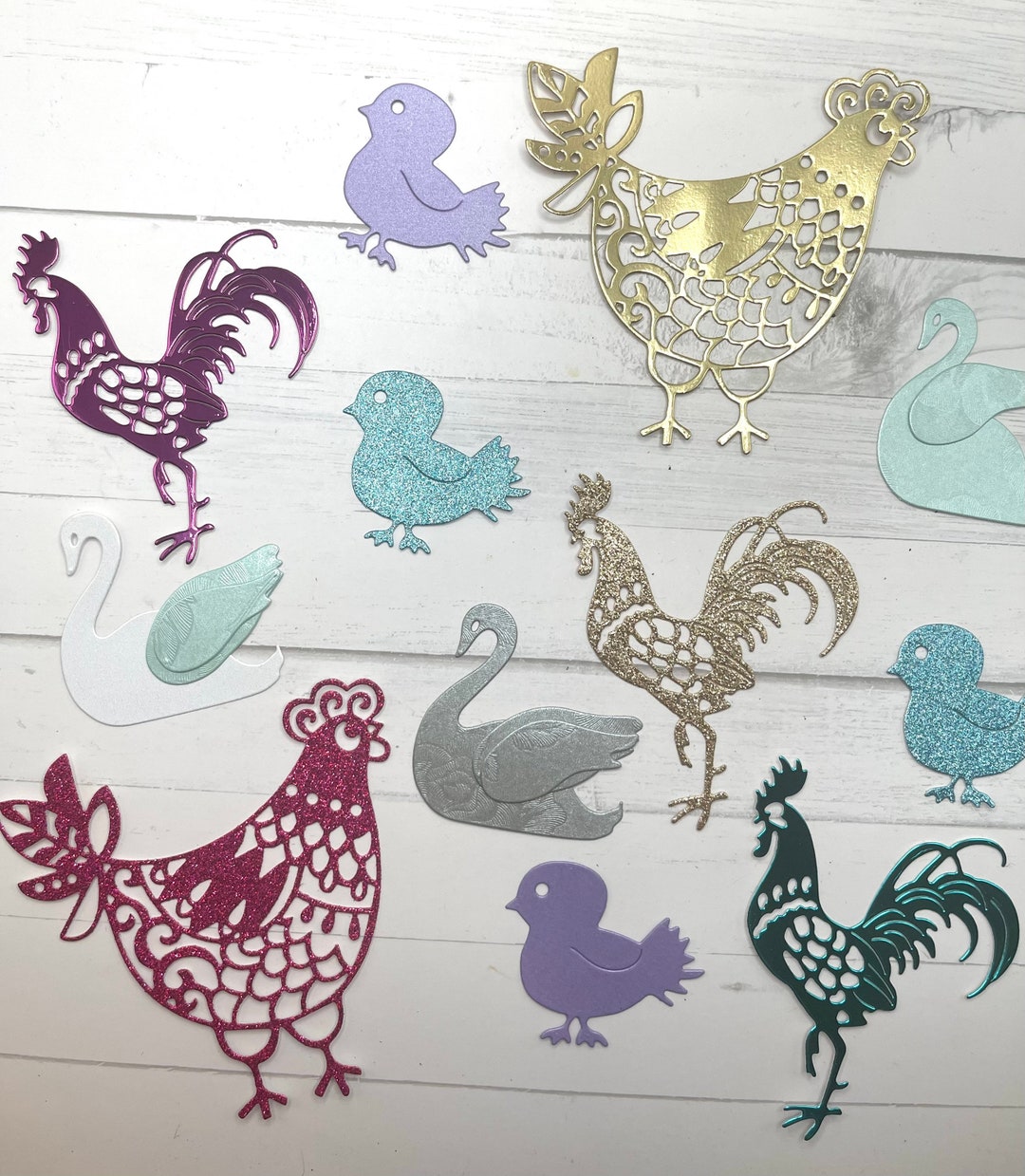 Die Cuts Chicken Duck Swan Rooster Bird Mix 10 Pieces Foil Basic ...
