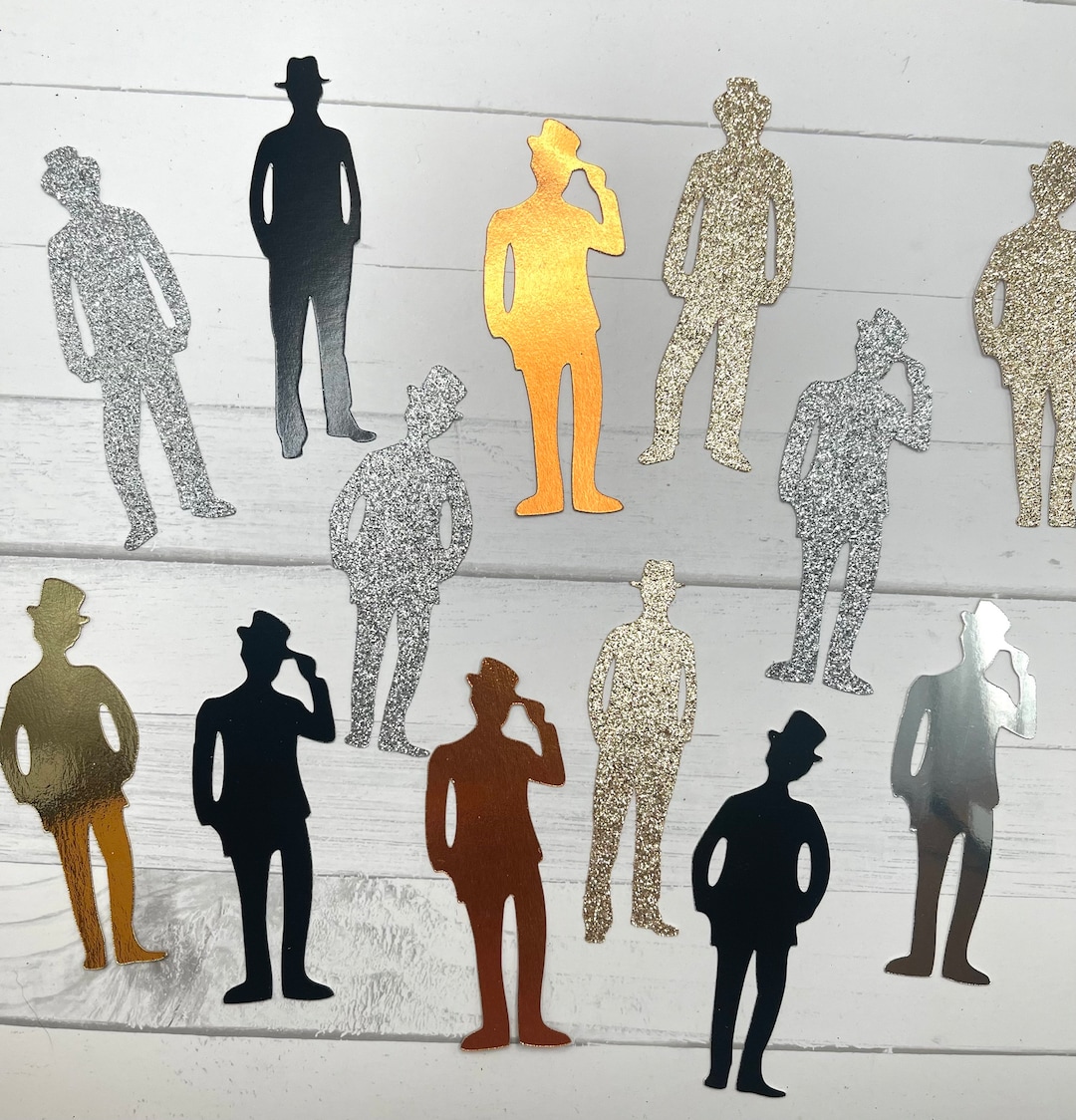 Die Cuts Gentleman Silhouette 14 Pieces Foil Mirror Glitter Basic ...