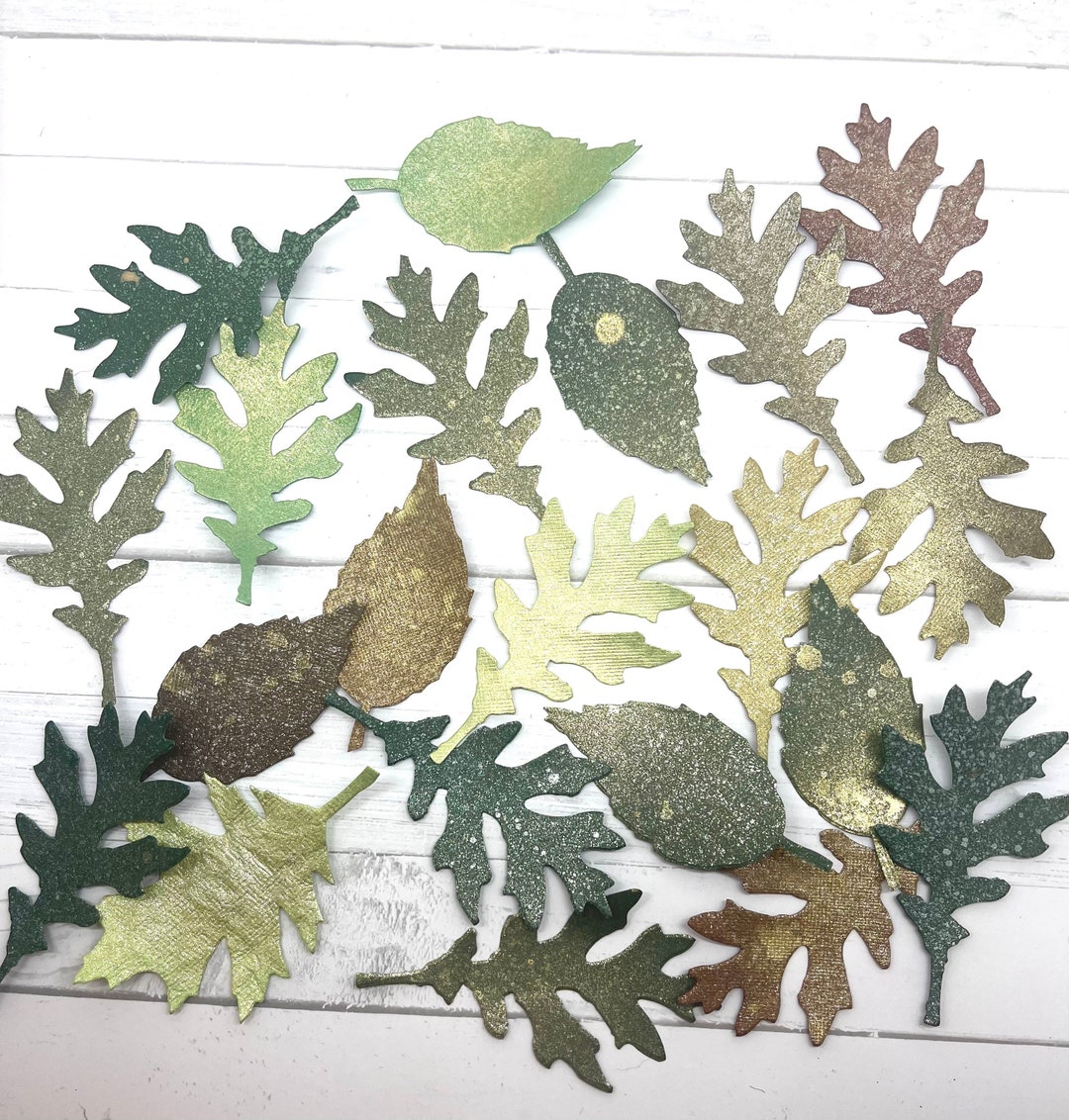 Die Cuts Leaves 20 Pieces Specialty Shimmer Cardstock Scrapbook ...