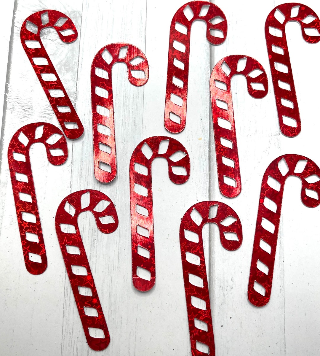 Die Cuts Christmas Candy Canes 12 Pieces Red Holographic Cardstock ...