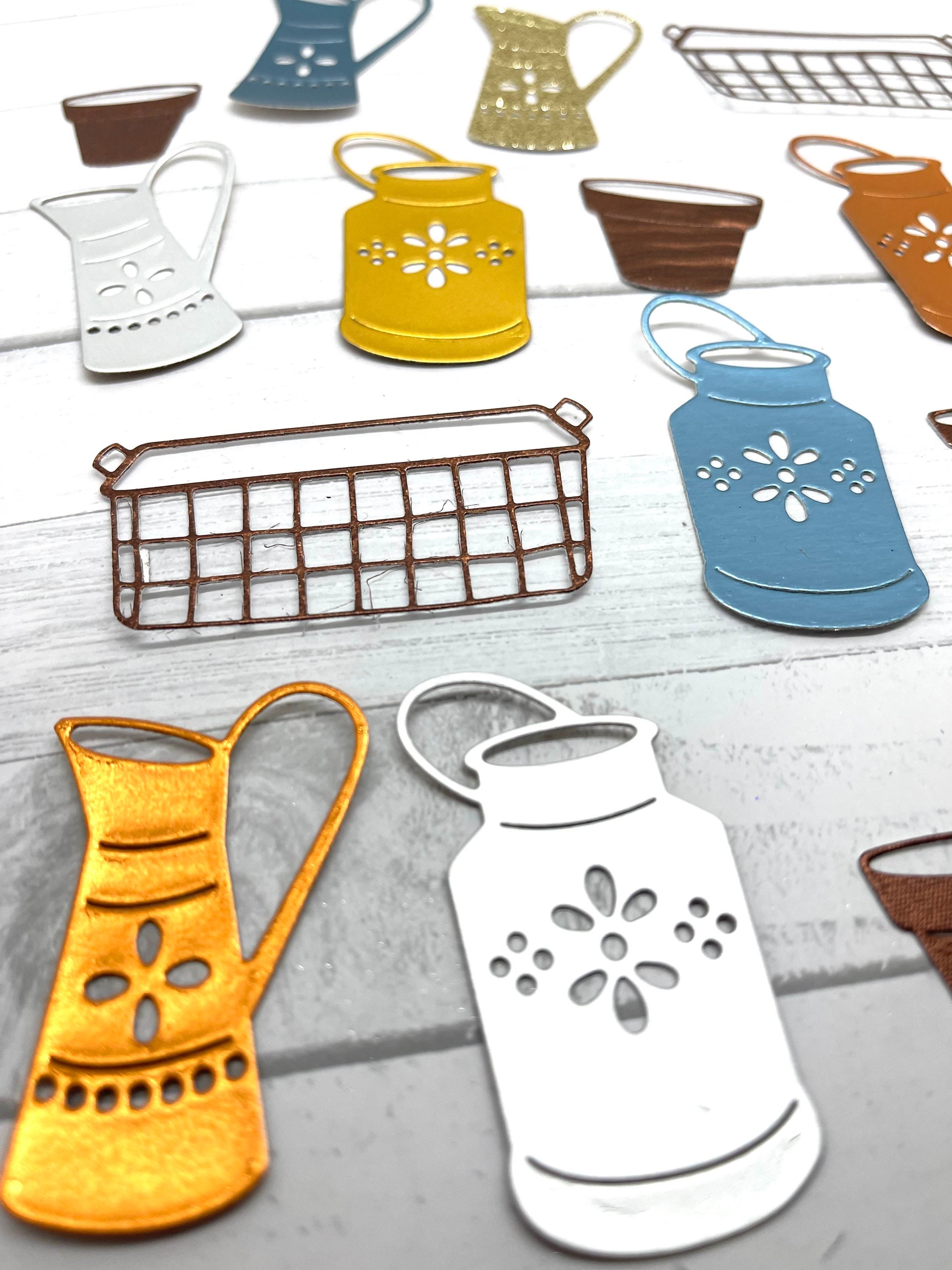 Die Cuts Flower Pots 20 Pieces Foil Cardstock Flower Pots Die Cuts for ...