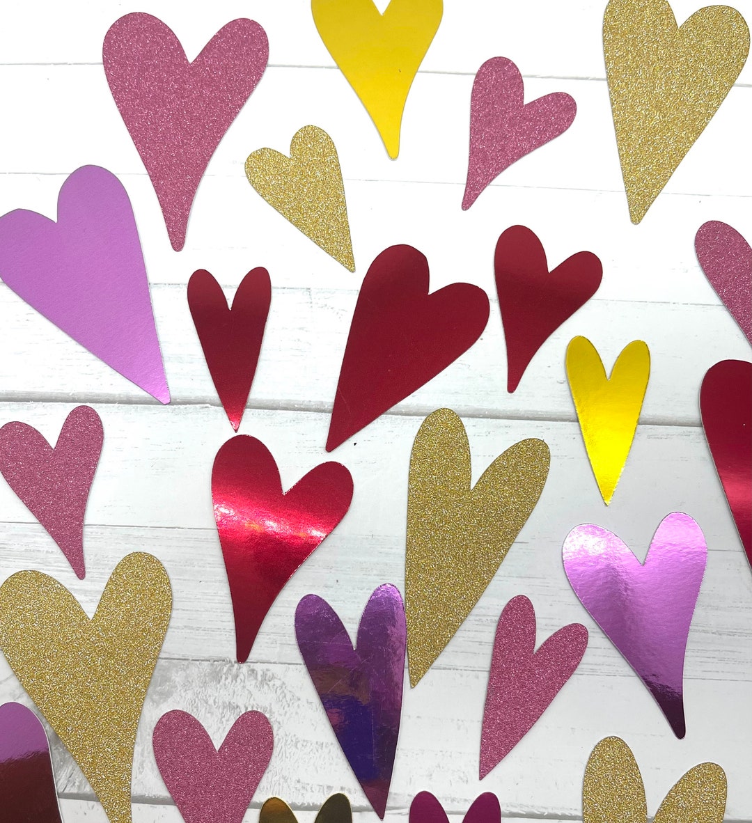 Die Cuts Skinny Heart 24 Pieces Glitter Foil Basic Cardstock Heart Die ...