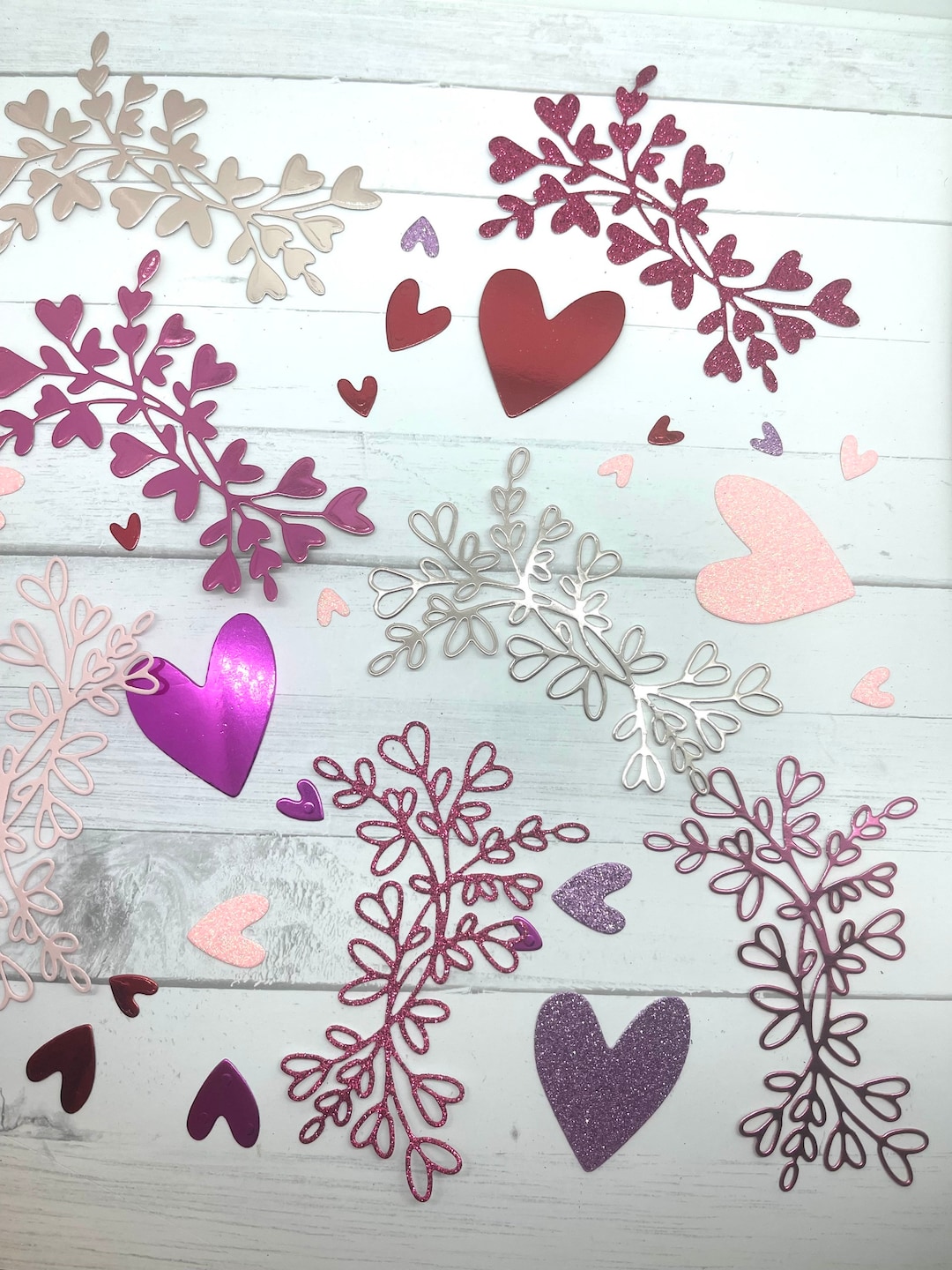 Die Cuts Heart Spray 6 Pcs Plus Solid Hearts Glitter Foil Specialty ...