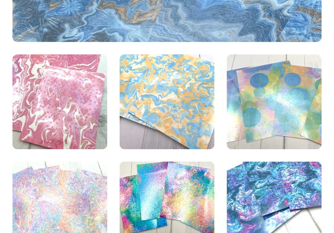 Holographic Marbled Art Background Sheets Cardstock Marbled Art Papers ...
