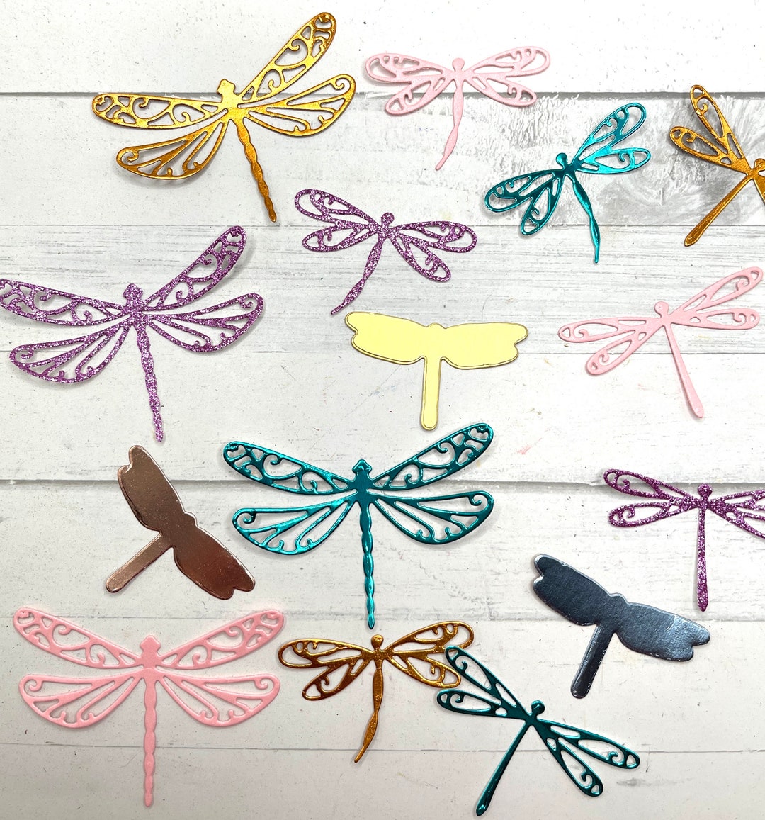 Die Cuts Dragonfly 16 Pieces Mirror Glitter Specialty Basic Cardstock ...