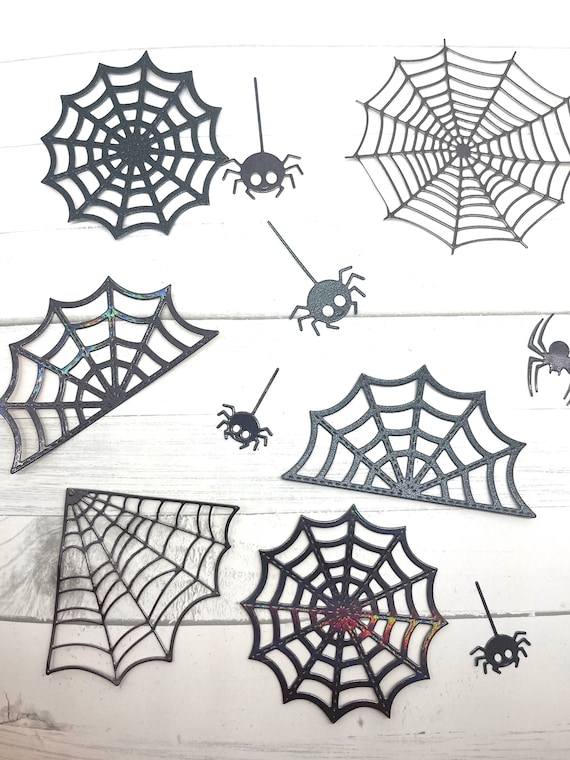 Die Cuts Halloween Spider Webs 6 Webs 6 Spiders Glossy - Etsy