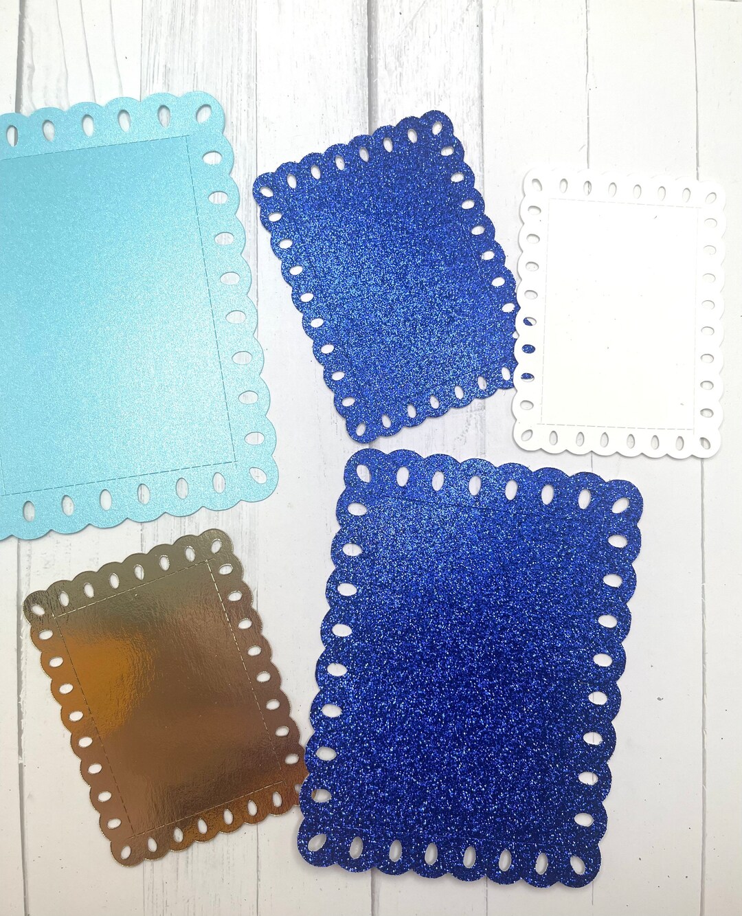 Die Cuts Scalloped Background 5 Pieces Foil Basic Cardstock Card ...