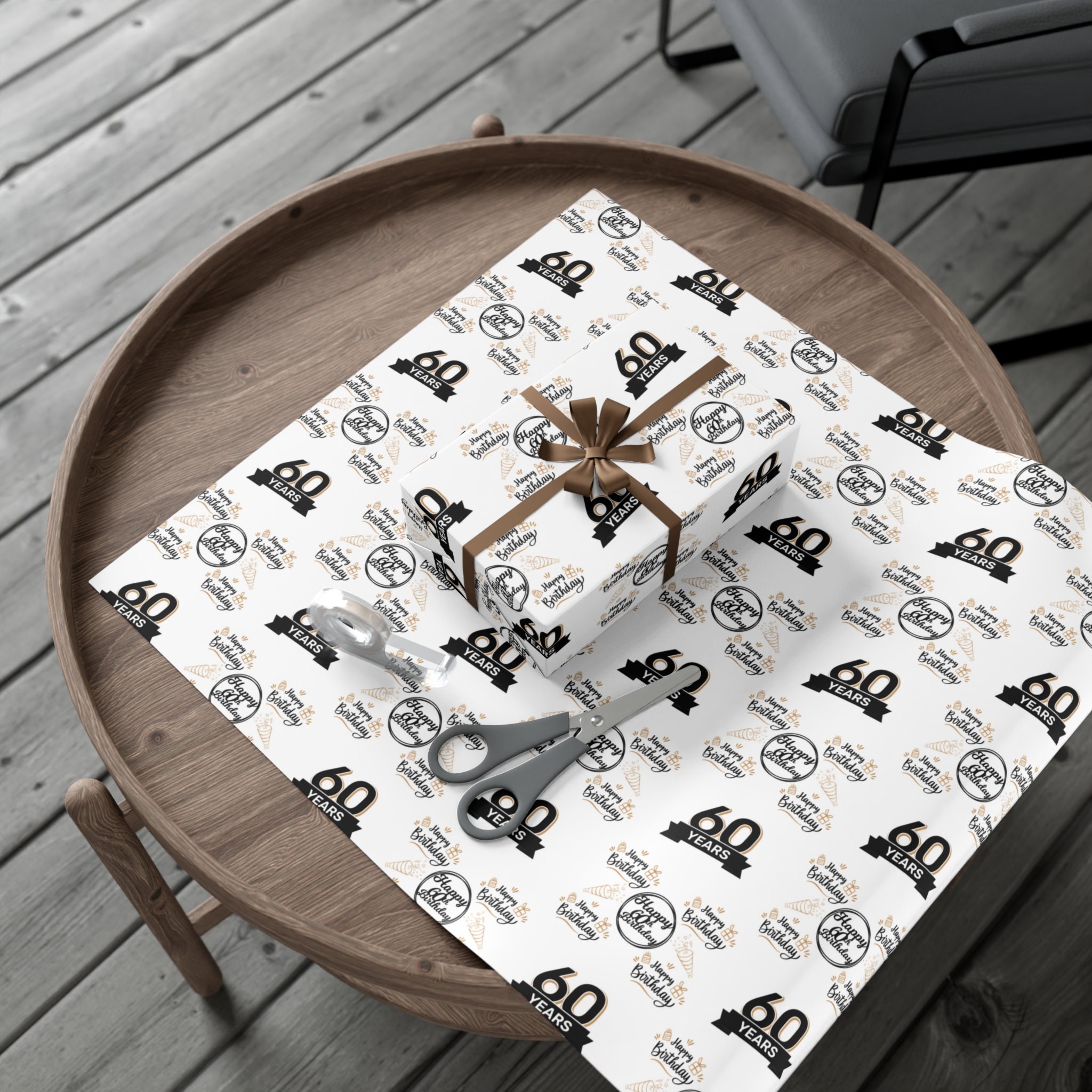 60th Birthday Gift Wrapping Paper Rolls, 60th Birthday Gift Paper for ...