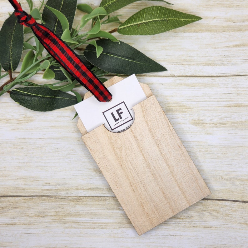 Wooden Gift Card Holder and Money Ornament Gift Tags Personalized Wood ...