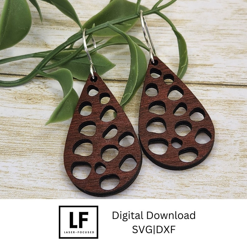 Pebbles and Stones Teardrop Earring SVG File for Laser Cut Wood ...