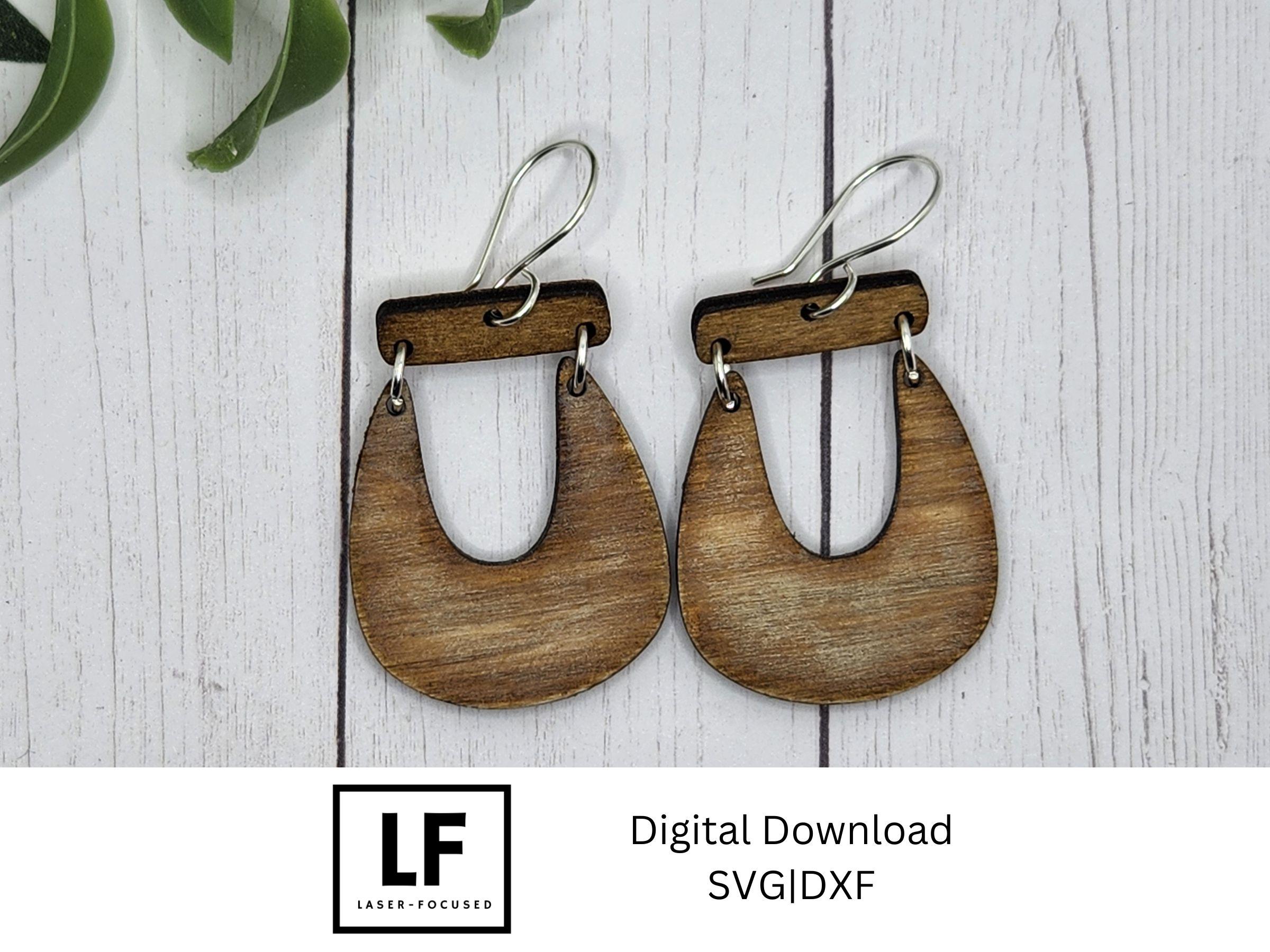 Retro Boho Dangle Earring SVG File Modern Geometric Laser Cut File ...